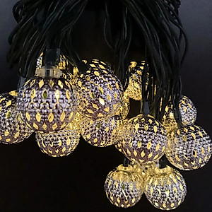 Globe String Lights, 20/30/50 Balls Waterproof LED Fairy Lights, Outdoor Starry Lights Solar Powered String Lights, Decorative Lighting for Home, Garden, Party, Festival, Warm White