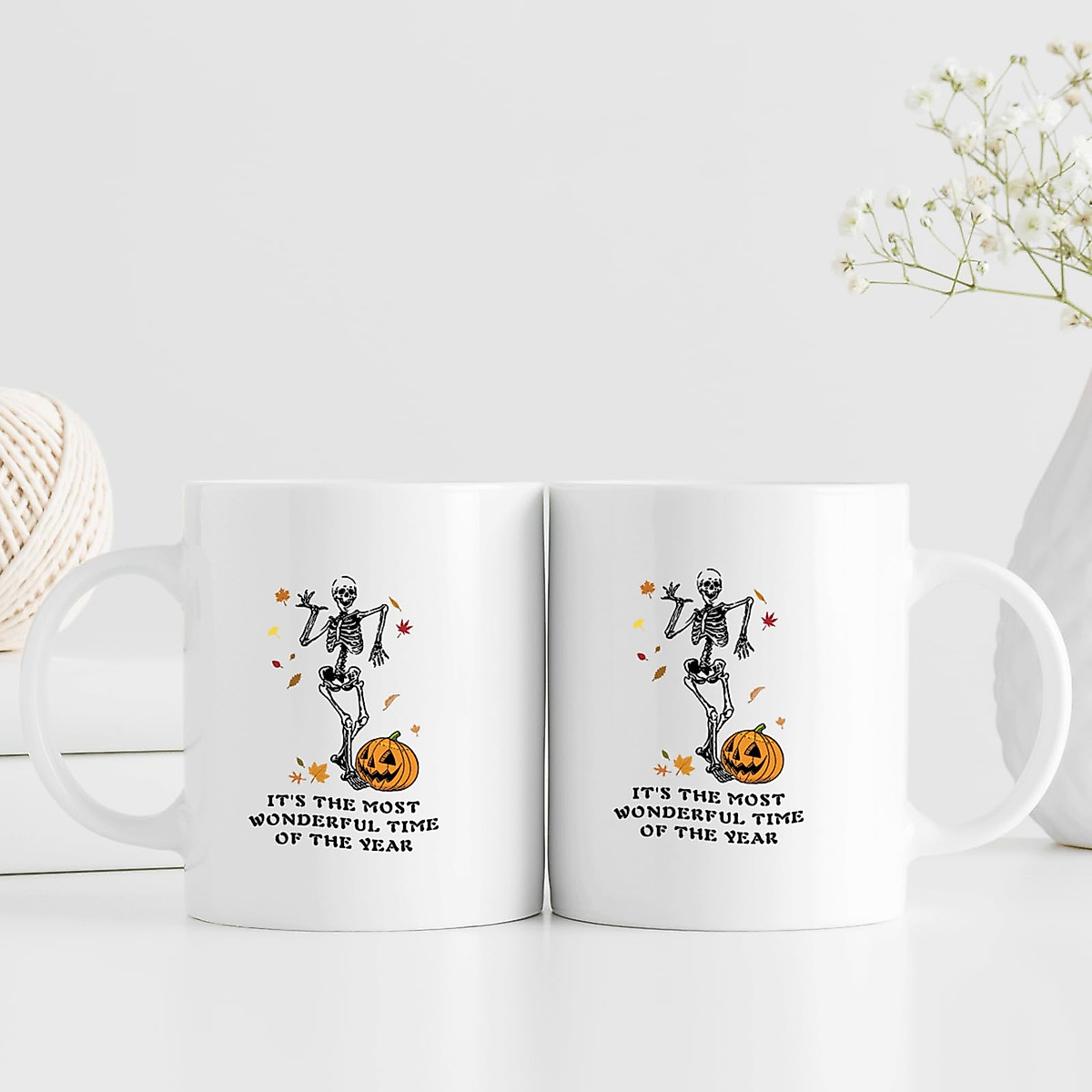 Funny Halloween Mug, It's the Most Wonderful Time of the Year Coffee Mug, Scary Dancing Skeleton Halloween Decor Coffee Mugs, Halloween Gifts for Women Men - 11oz