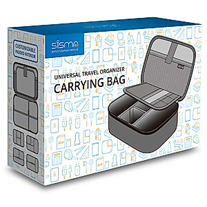 sisma Charging Cords Chargers Battery Travel Organizer (Grey) + Xbox One X|S Wireless Controller Travel Case (Black)