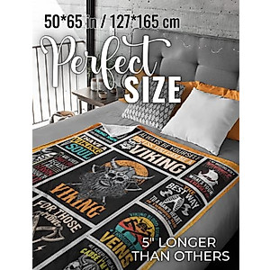 Huglanket Viking Gifts for Men Flannel Blanket Throws, Norse Mythology Viking Themed Throw (50"x 65") for Viking Friends Dad Grandpa Uncle on Father's Day, Birthday, Christmas - Viking