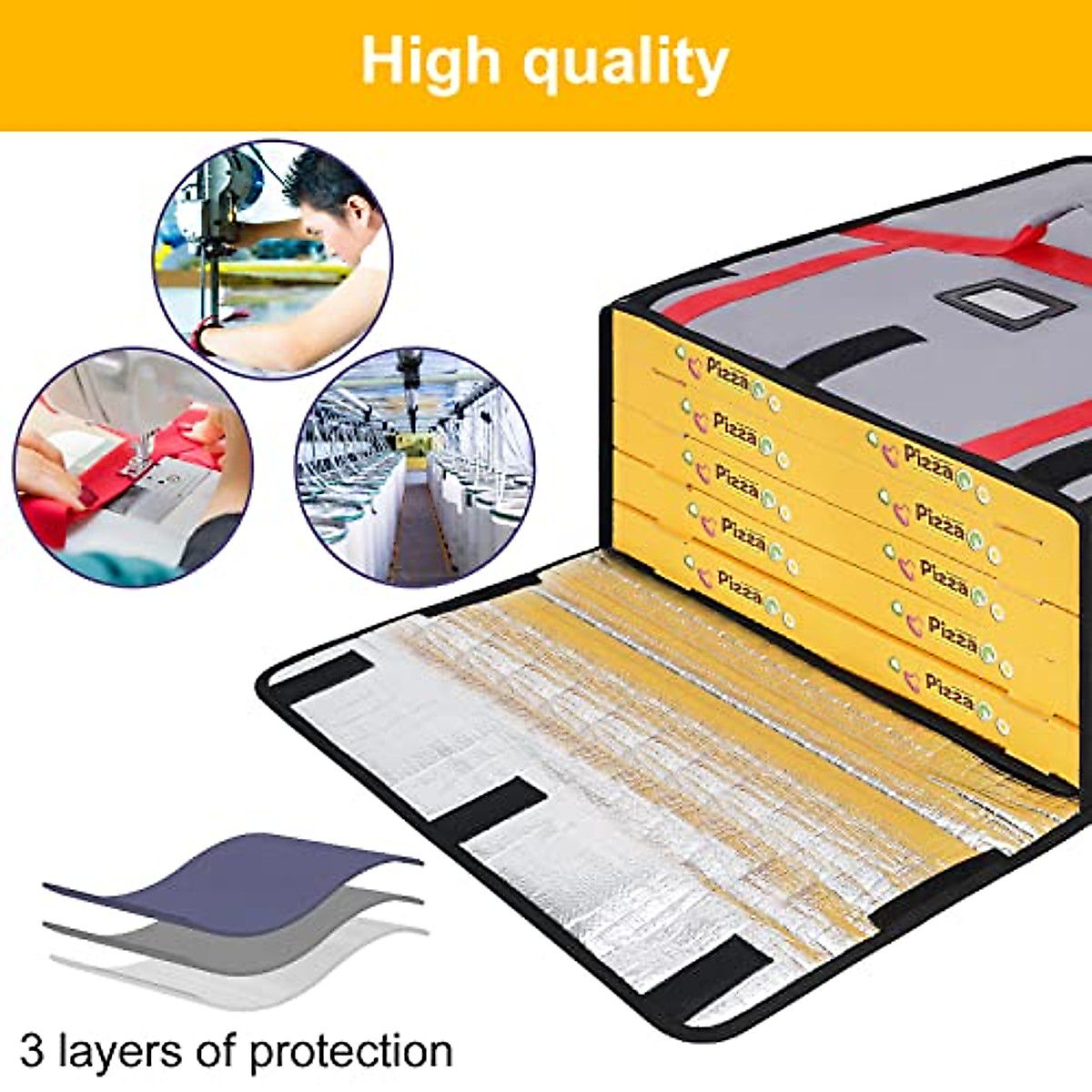 Pizza Delivery Bag & black Food Delivery Backpack, Bundle Expandable Insulated Hot Pizza Bags for Delivery Bike,Large Pizza Carrier Insulated Hot Food Bags for Delivery,Thermal Food Delivery Bag