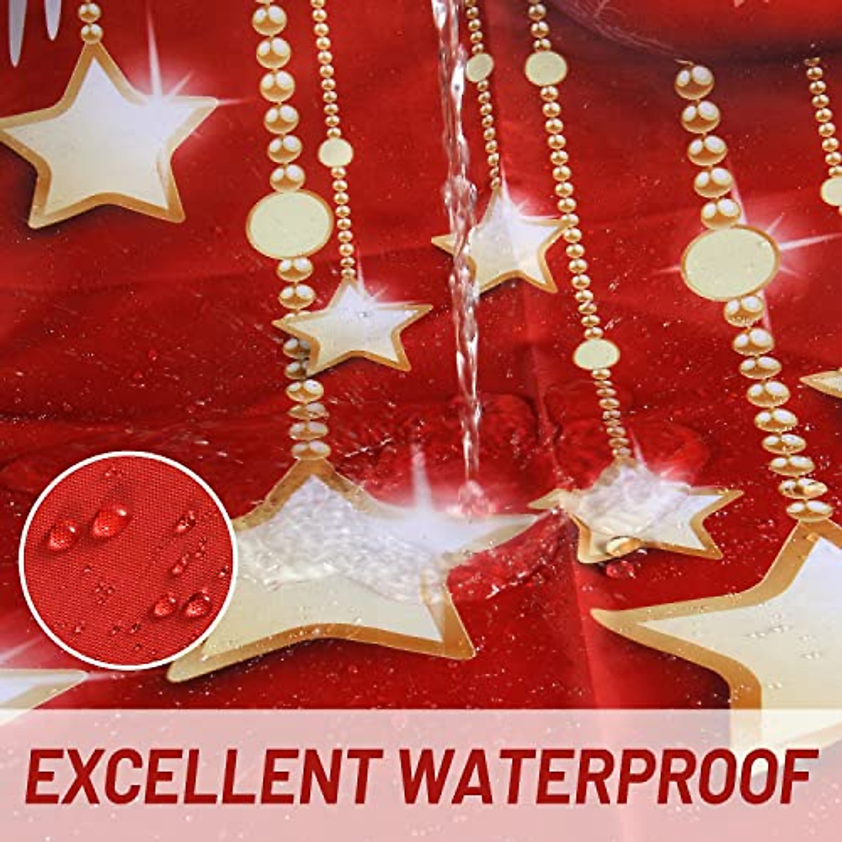 BBLYANU 4 Pcs Merry Christmas Shower Curtain Sets with Rugs,Santa Claus Shower Curtains for Bathroom with 12 Hooks,Non-Slip Rugs,Toilet Lid Cover and Bath Mat for Bathroom Christmas Decoration (02)