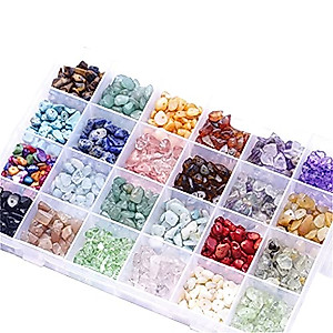 TBGFPO Irregular Gemstone Bead Kit with Spacer Beads, Lobster Clasp, Elastic Jump Ring, for DIY Jewelry Making Supplies