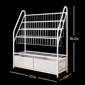 ZQUYAJ Kids Bookshelf and Toy Storage, Book Shelf for Kids Rooms, Bookshelf for Kids with Toy Storage Organizer, Montessori Bookshelf for Playroom Bedroom Study Room Children Room KDSJ2305-White