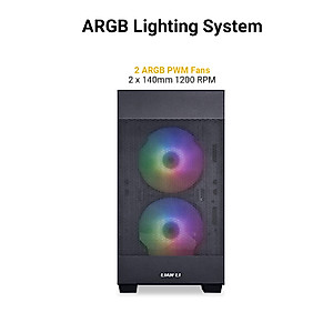 LIAN LI High Airflow Micro ATX PC Case, RGB Gaming Computer Case, Mesh Front Panel Mid-Tower Chassis with 2x140mm ARGB PWM Fans Pre-Installed, Tempered Glass Side Panel (LANCOOL 205M MESH, Black)
