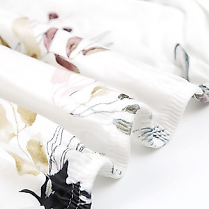 GRSSDER Stretchy Ultra Soft Jersey Knit Fitted Pack n Play Sheets Set 2 Pack,Fits Portable Playard/Mini Cribs Mattress Snug and Safe,Watercolor Purple Flora for Baby