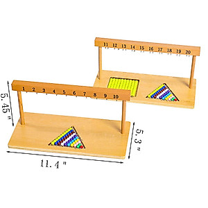 Kghios Montessori Math Toys Materials for Toddlers 1-20 Beaded Hanger Color Bead Stairs with Beads Montessori Mathematics Eductional Materials Learning Tools Preschool Toys