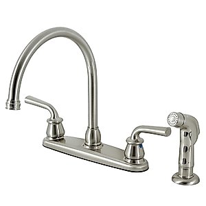Kingston Brass KB728RXLSP Restoration 8-Inch Centerset Kitchen Faucet with Side Sprayer, Brushed Nickel