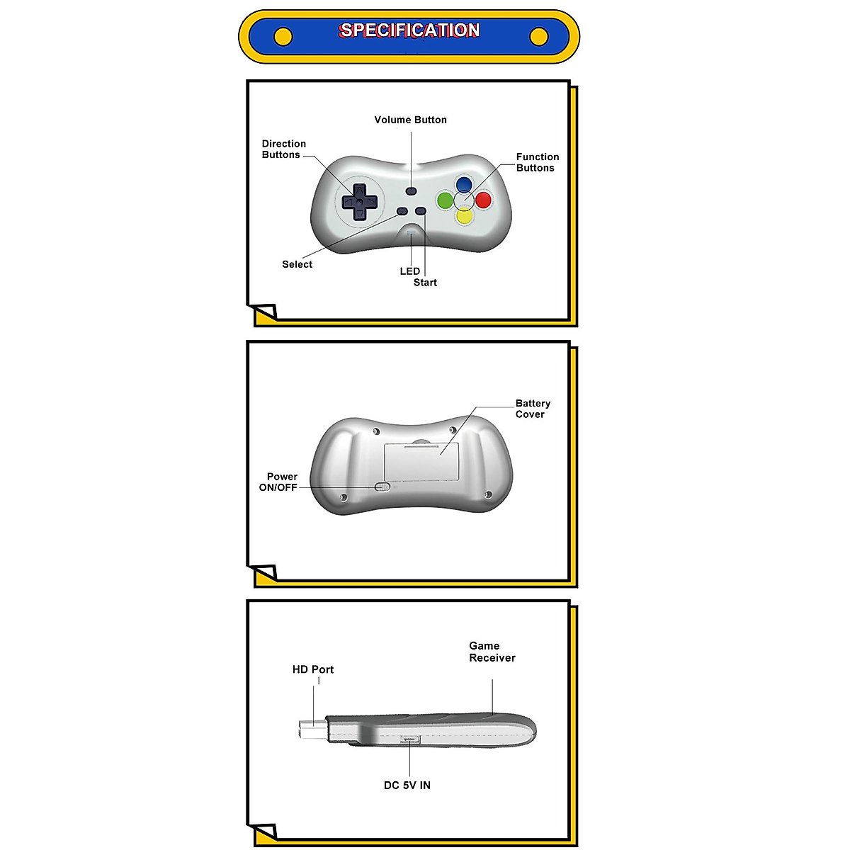 AOXIAOAI Mini TV HDMI Game Console 2.4g Wireless Handheld Video Game Build in 638 Classic 8 Bit Game Mini Console