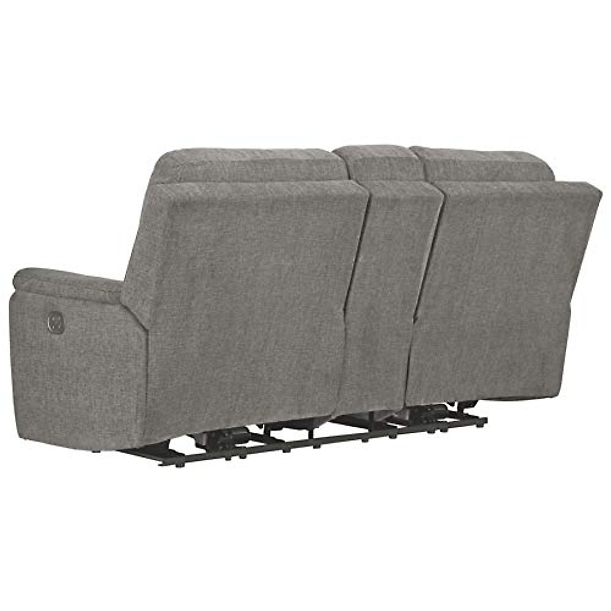 Signature Design by Ashley Mouttrie Modern Adjustable Power Reclining Loveseat with Console & USB Charging, Gray