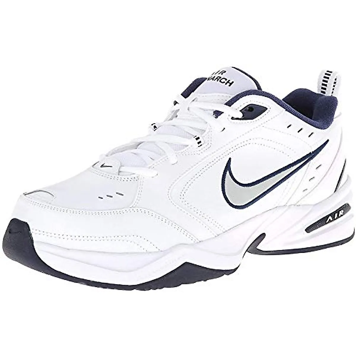 Nike Air Monarch IV Men's Extra Wide Width 4E Shoes White/Metallic Silver 416355-102 (8.5 X-Wide)