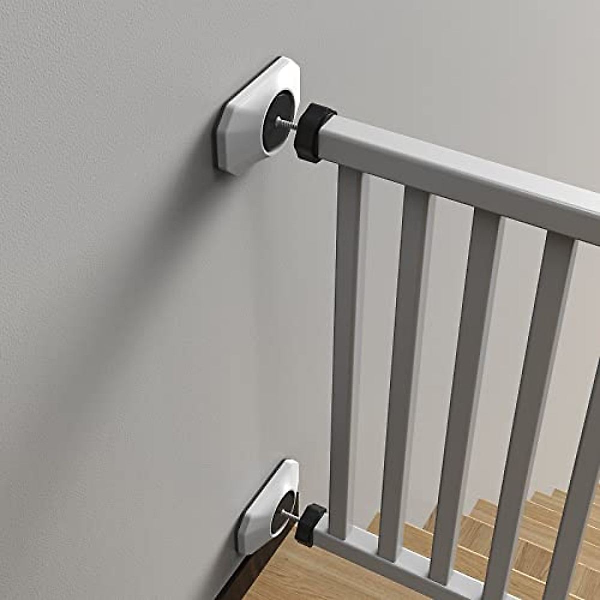 ICERO - Baby Gate Wall Protector - Protect Walls & Doorways from Pet & Dog Gates - for Child Pressure Mounted Stair Safety Gate- 4 Pack, White