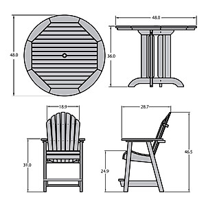 Highwood Hamilton 5 Piece Round Counter Height Dining Set, Coastal Teak