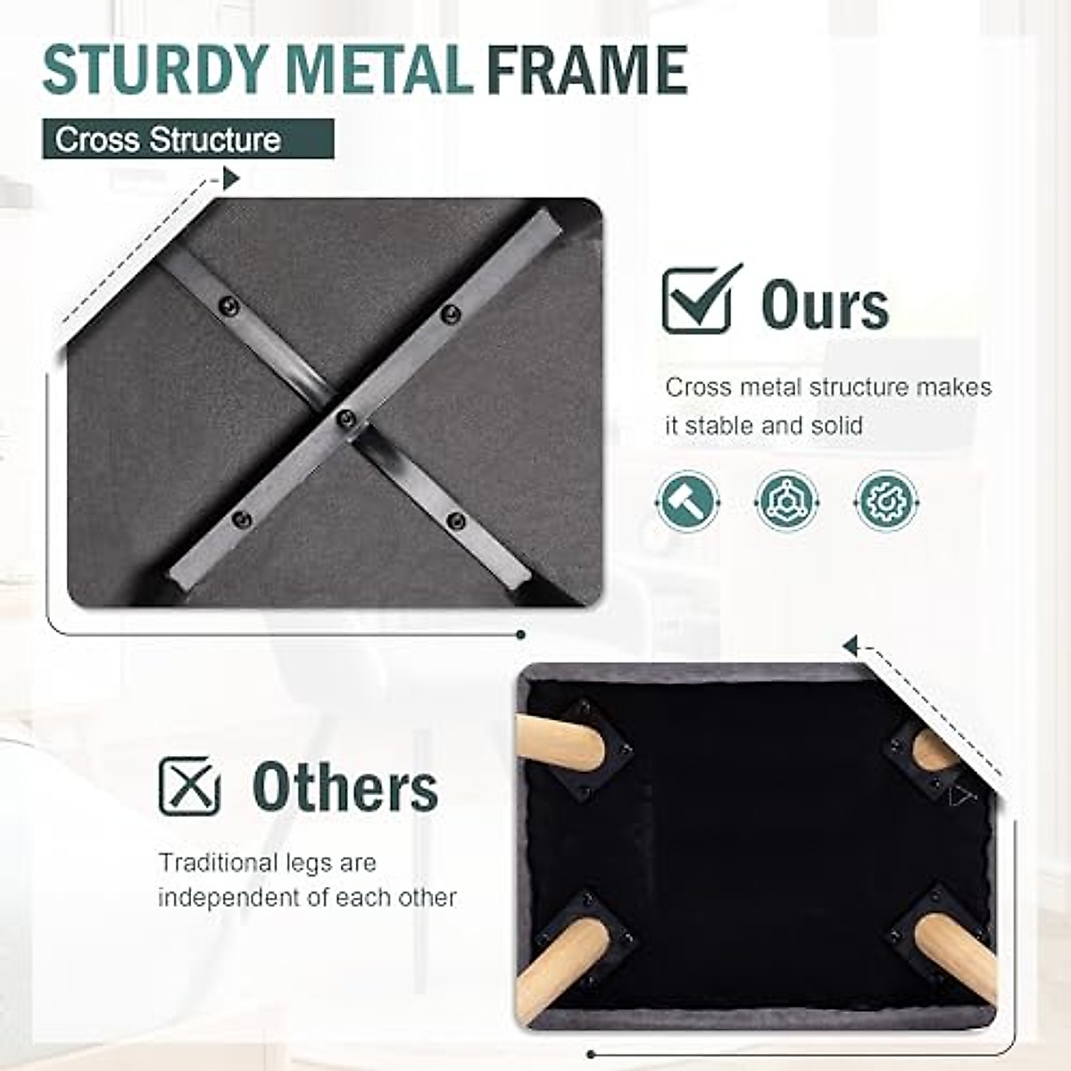 YESHOMY Accent Chair for Living Room Set of 2 Upholstered with Strong Metal Frame, Armrest for Bedroom, Dorm, Light Gray