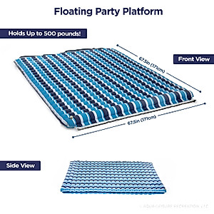 Aqua Ultimate Floating Water Mat – Heavy Duty Floating Island Pad with Expandable Zippers – Navy/White Stripe