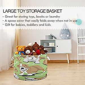 Kigai Cotton Rope Basket Cute Dogs Large Storage Basket for Toys Blanket Baby Laundry Basket for Nursery, Closet, Bedroom, Home Organization