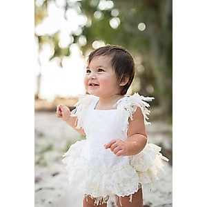 Yonune Newborn Infant Baby Girl Romper Bodysuit Jumpsuit Outfits Lace Romper Ruffle Sleeveless Backless Tutu Dress Clothes