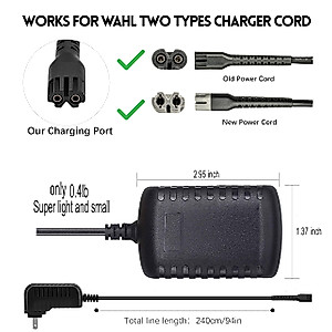 Kaynway for Wahl Cordless Clippers Charger, Professional Replacement 4V Clipper Charger Cord for All Wahl Magic Clip Senior Sterling-4 Designer 5-Star 8164 Finale Shaver (New and Old Versions)
