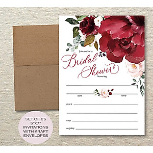 Moonrise Papery Set of 25 Bridal Shower Invitations with Envelopes — Floral Bridal Shower Invitations