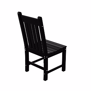 Costaelm Armless Outdoor Dining Chair, Adirondack Chair for Outside, HDPE Poly Lumber Outdoor Furniture Dinning Room Chair, Waterproof Indoor/Outdoor Restaurant Bistro Dining Chair, Black