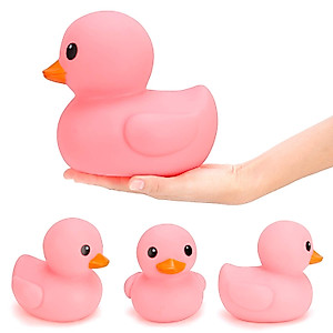 Jumbo Rubber Duck Bath Toy - Giant Ducks Big Duckie Baby Shower Birthday Party Favors 8-Inches (Pink)