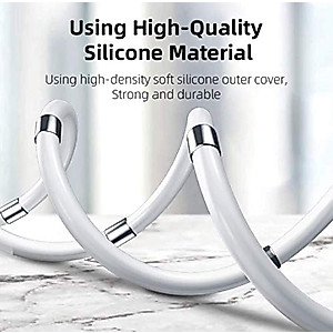 Kuazuagill Magnetic Phone Charging Cable, Coil Charging Cable, Magnetic Absorption Nano Data Cord, Retractable and Charger Cable(White-3FT)