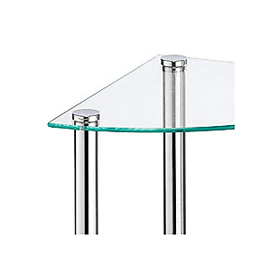 mDesign Modern Glass Corner 4-Tier Storage Organizer Tower Cabinet with Open Shelves - Display Furniture for Bathroom, Office, Bedroom, Living Room - Holds Books, Plants, Candles - Chrome/Clear