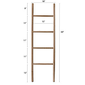 Sandstone & Sage Blanket Ladder | Hand Made Natural 5ft Decorative Wooden Ladder Shelf | Boho Farmhouse Decor to Use for Quilt Rack | Towel Rack for Bathroom | No Assembly Required | Sustainable Wood