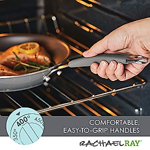 Rachael Ray - 16802 Rachael Ray Cucina Nonstick Cookware Pots and Pans Set, 12 Piece, Sea Salt Gray