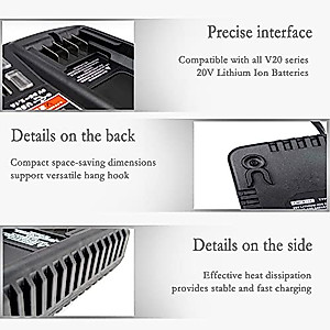 CMCB104 20V Battery Fast Charger with 2 USB Ports Compatible with 20V V20 Lithium Battery CMCB202 CMCB204 CMCB206 CMCB201 CMCB100 CMCB124 Power Tool Charger