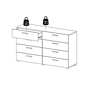 Tvilum Austin 8 Drawer Double Dresser, Truffle