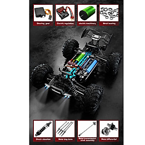 Rosvola 1/16 4WD Fast Remote Control Car, High Speed ​​RC Car Stepless Speed ​​Change 2840 Brushless Motor 70kmh for Flat Sites for Children Over 14 Years Old (Pink)