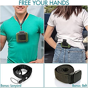 AddAcc Portable Waist Clip Fan, 6000mAh Rechargeable Battery Operated Fan, 3 Powerful Speed, Input & Output, Hand Free Necklace Fan Hanging Waist Fan for Outdoor Work, Farm, Hiking, Travel