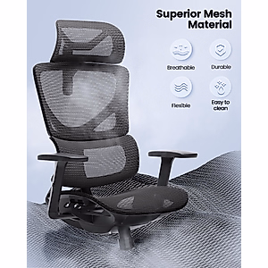 Ergonomic Mesh Office Chair - Home Office Desk Chair with Lumbar Support - Computer Chair Back Height Adjustable Black (Ergo Upgrade 518)