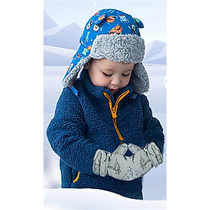 Urban Virgin Infant Baby Toddler Kids Winter Mittnes Lined Fleece Warm Waterproof Ski Snow Gloves For Boys Girls Grey Dino 6-24 Months