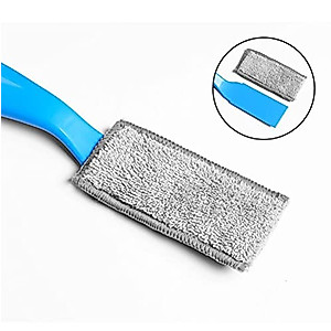 OHEPFD 2Pcs Car Cleaning Brushes, Mini Duster Car Interior Air Vent Cleaning Brush Soft Bristles Multifunctional Auto Brush Cleaning Tool for Dashboard Air Vent, 9298a Black+9298b Blue, 22*4.5cm
