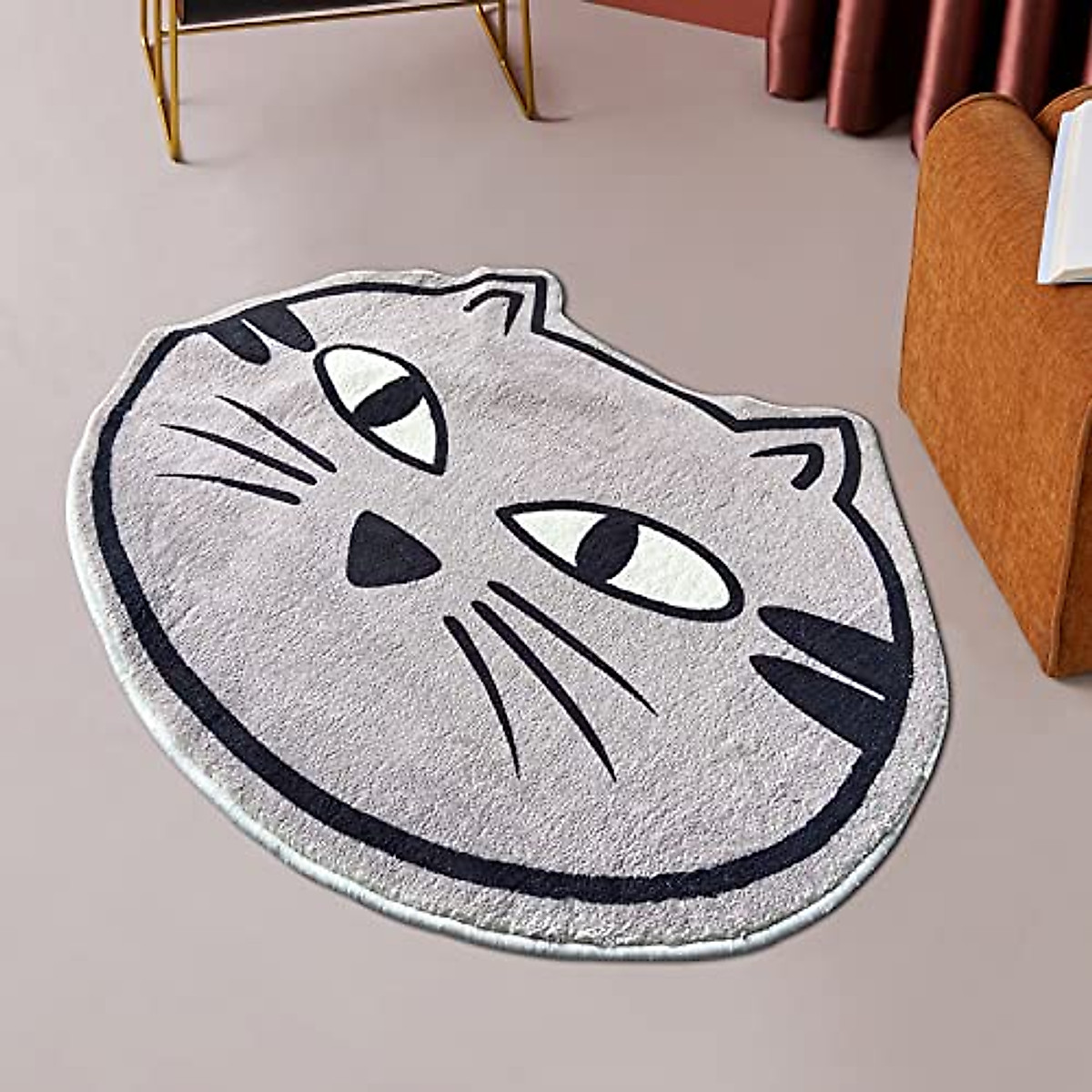 VBFGRT Cute Cartoon Cat Animal Shape Plush Rugs Bedroom Comfortable Home Decor Door Mat Interesting 31x27