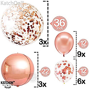 Giant, Rose Gold Balloons Set - Pack of 21, Rose Gold Confetti Balloons | Rose Gold Foil Balloon for Rose Gold Party Decorations | Rose Gold Mylar Balloons, Birthday, Baby Shower, Bachelorette Party