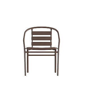 Flash Furniture Lila Bronze Metal Restaurant Stack Chair with Metal Slats