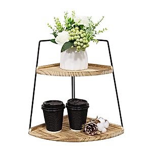2 Tier Bathroom Counter Organizer,Standing Rack Cosmetic Holder,Wood Bathroom Organizer,Vanity Organizer Bathroom Counter Tray,for Bathroom,Bedroom (Log Color)