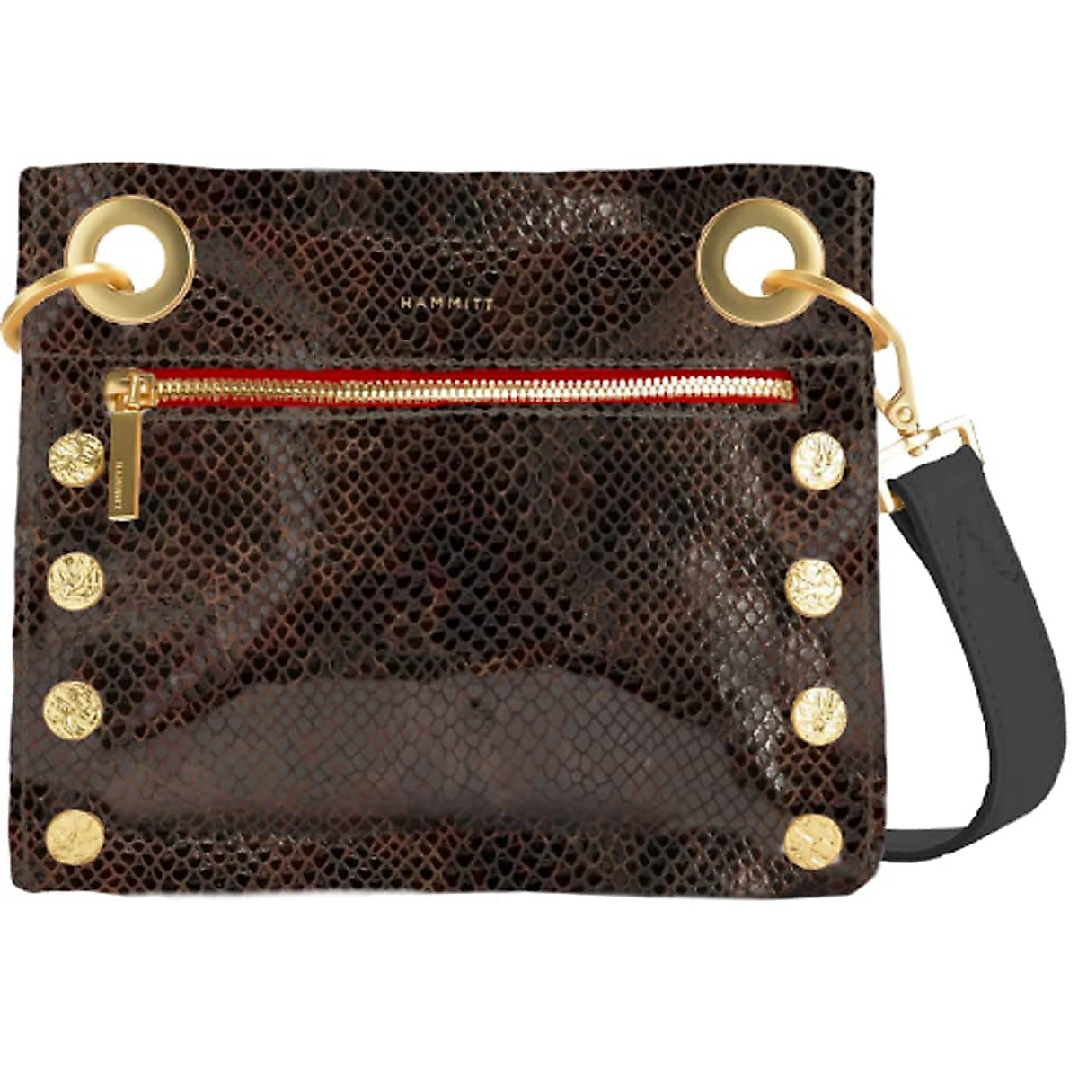 Hammitt Women's Tony Small Leather Purse With Strap (Painted Rattle/Brushed Gold Red Zipper, One Size)