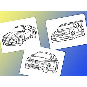 120 Printable Coloring Pages Cars PDF, Cute Easy Simple Colouring Pages Classic Sports Racing Cars to Print for Kids Boys Girls, Color Sheets Activity at Home, Instant Download