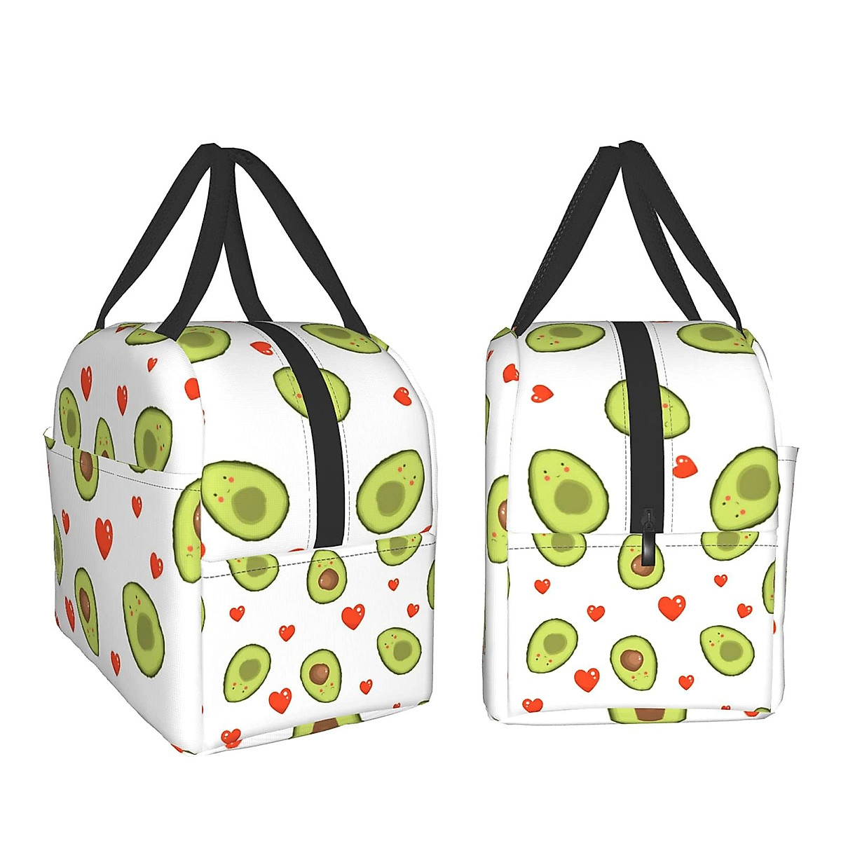 Avocado Heart Kawaii Lunch Box Travel Bag Picnic Bags Insulated Durable Shopping Bag Back To School Reusable Waterproof Bags For Man Woman Girls Boys