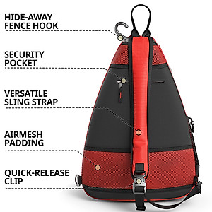 New Athletico Sling Bag - Crossbody Backpack for Pickleball, Tennis, Racquetball, and Travel for Men and Women (Red)