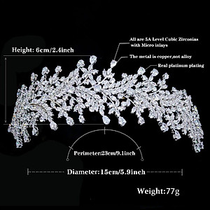 Jorsnovs CZ Wedding Headpieces for Bridal CZ Tiaras for Women Cubic Zirconia Sweet 16 Birthday Headbands Hair Accessories