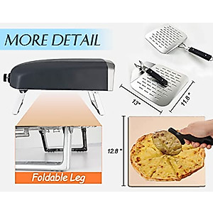 VNIMTI 12” Outdoor Gas Pizza Oven Portable Stainless Steel Pizza Grill with Pizza Stone, Peel and Cutter, Foldable Feet, Adjustable Heat Control, Great Addition for Outside, Kitchen, Party, Backyard
