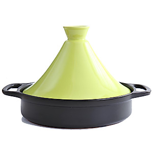 Xgxoz Tagine Cooking Pot Ceramic Tagine Cookware Tajine with Enameled Cast Iron Base Tagine Pot with Handle Nonstick Saucepan,Green