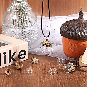 CHGCRAFT 5 Sets 5 Style Acorn Glass Ball Pendants Empty Clear Glass Globe Vial Pendants Wish Bottle Charms with Caps for Necklace Earring Making, Length 26mm to 40mm