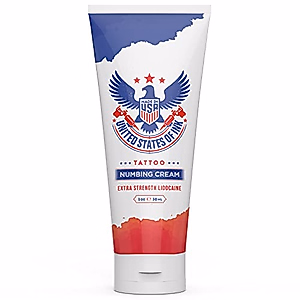 United States of Ink Premium Tattoo Numbing Cream - Topical Anesthetic 4% Lidocaine Cream - Pain Relief Skin Numbing Cream for Tattoos, Microneedling, Waxing - Maximum Strength Formula - 1 oz(30 mL)