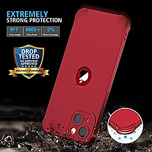 ORETECH for iPhone 13 Case, with [2 pcs Glass Screen Protector] [Camera Protection] [SGS Certified Military Grade ] 360 Shockproof Full Body Phone Case iPhone 13 Cover Slim Thin Case 6.1", Red